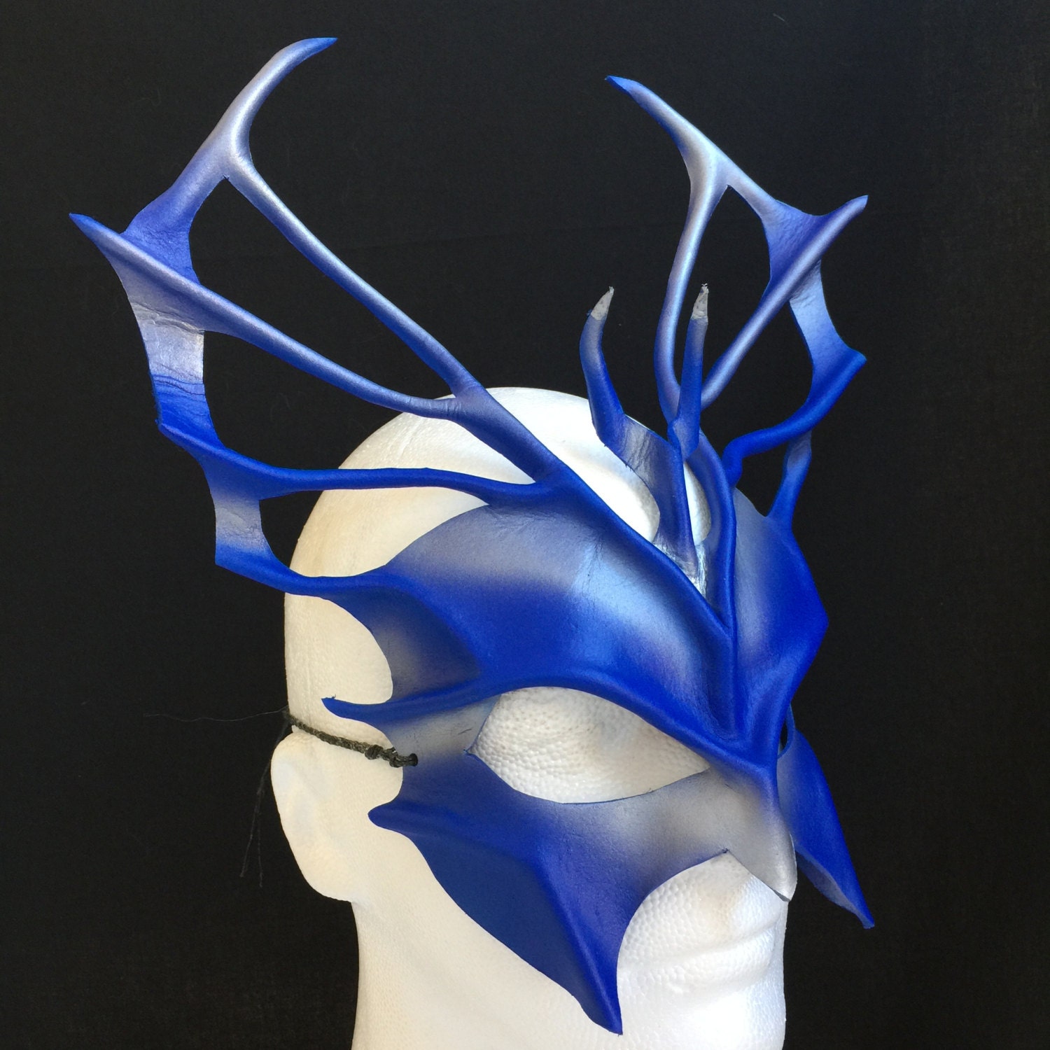 BLUE & SILVER Leather Mask Water Fairy Greek God Mask TRITON Mardi Gras ...