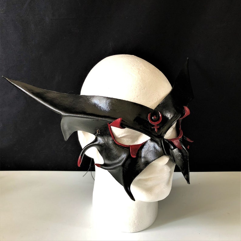 ARES Black Leather Mask Demon mask Greek God mask Warrior | Etsy