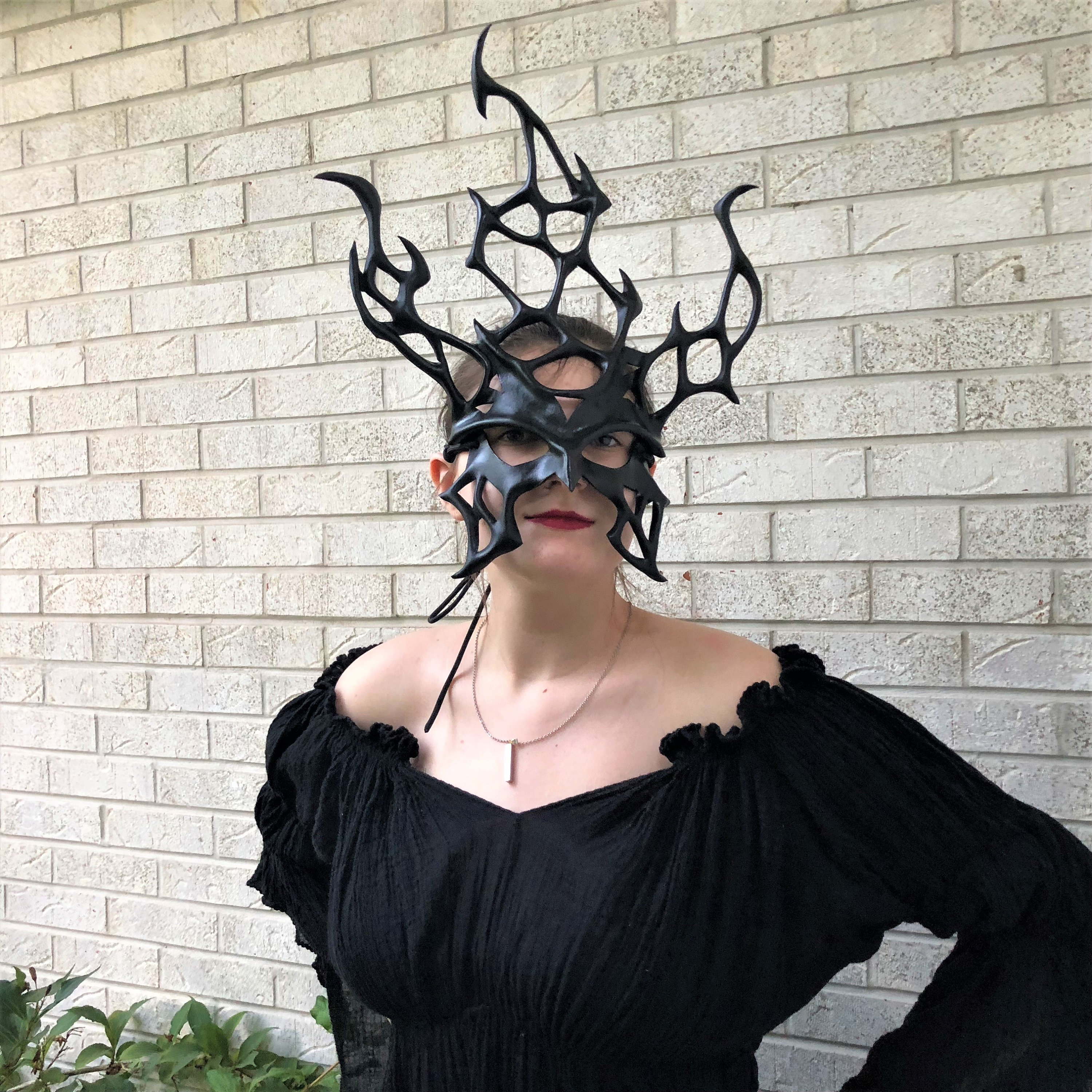 BLACK WIZARD MASK Demon Mask Sorceror Mask Fantasy Festival | Etsy