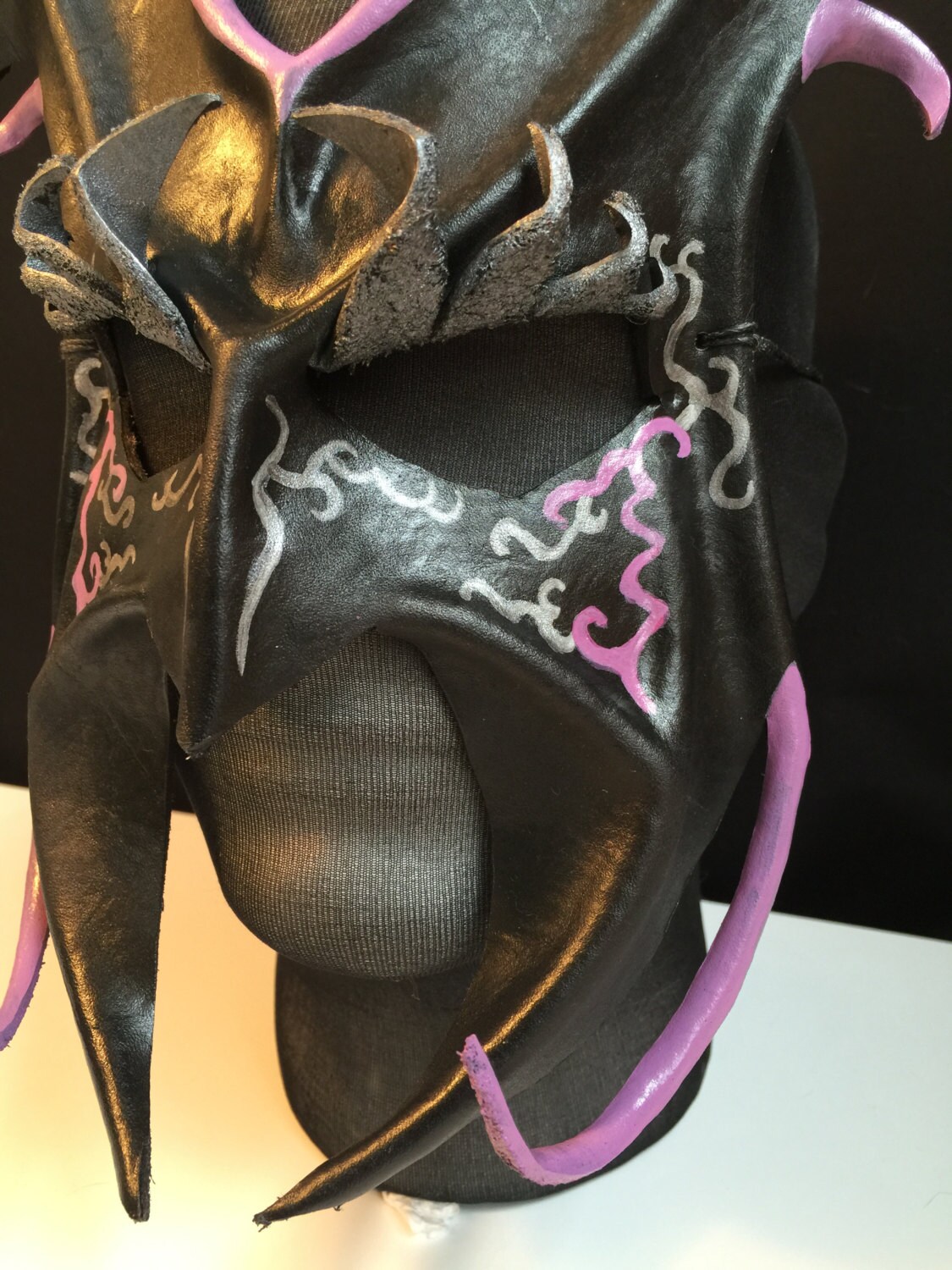 Black Purple Leather Mask Halloween Villian Festival Mask | Etsy