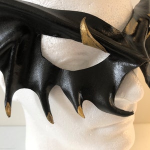 Gold Trimmed Black Leather Masquerade Mask, Vampire Masquerade Fantasy ...