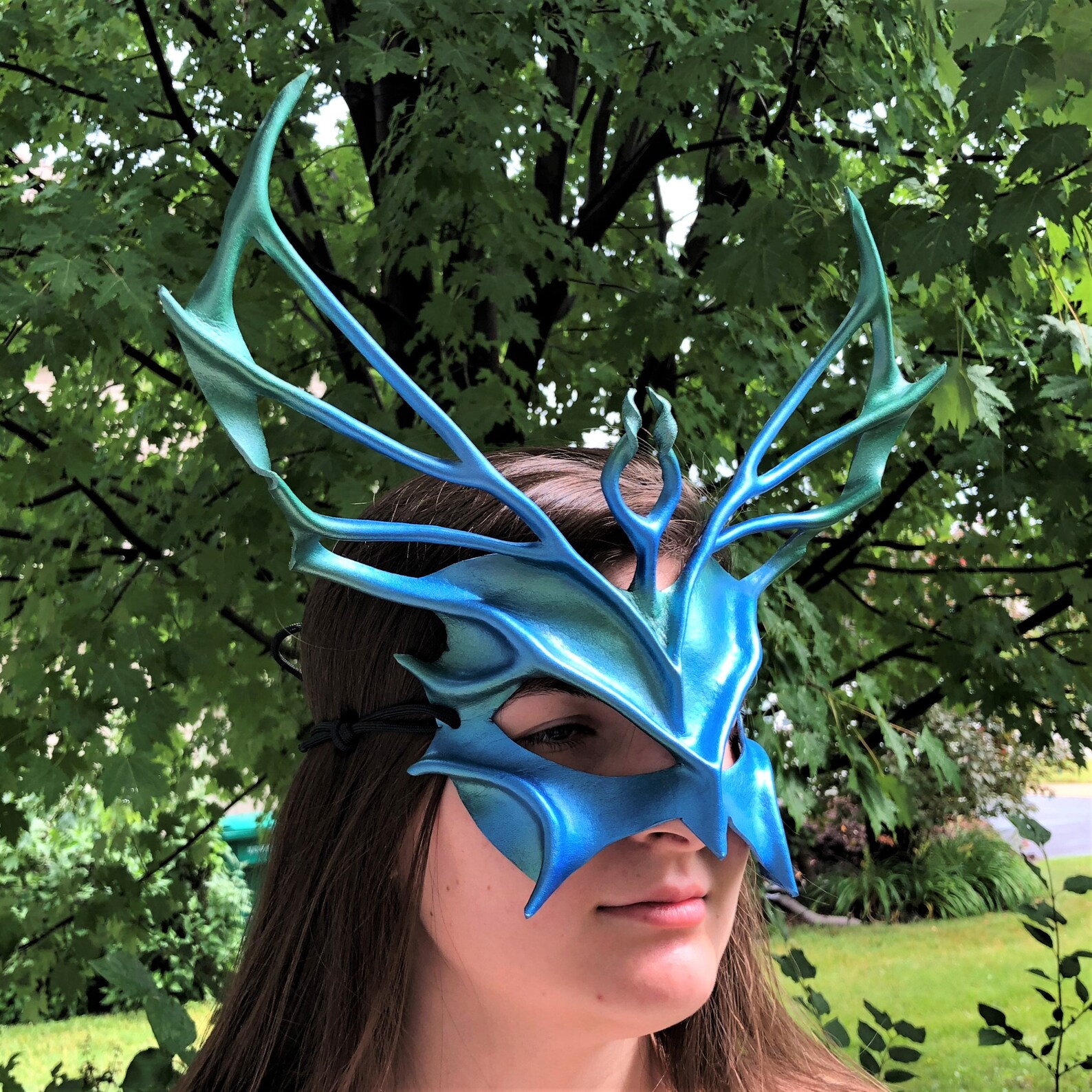 Greek God Mask BLUE Leather Mask HYDRA Halloween Mask | Etsy