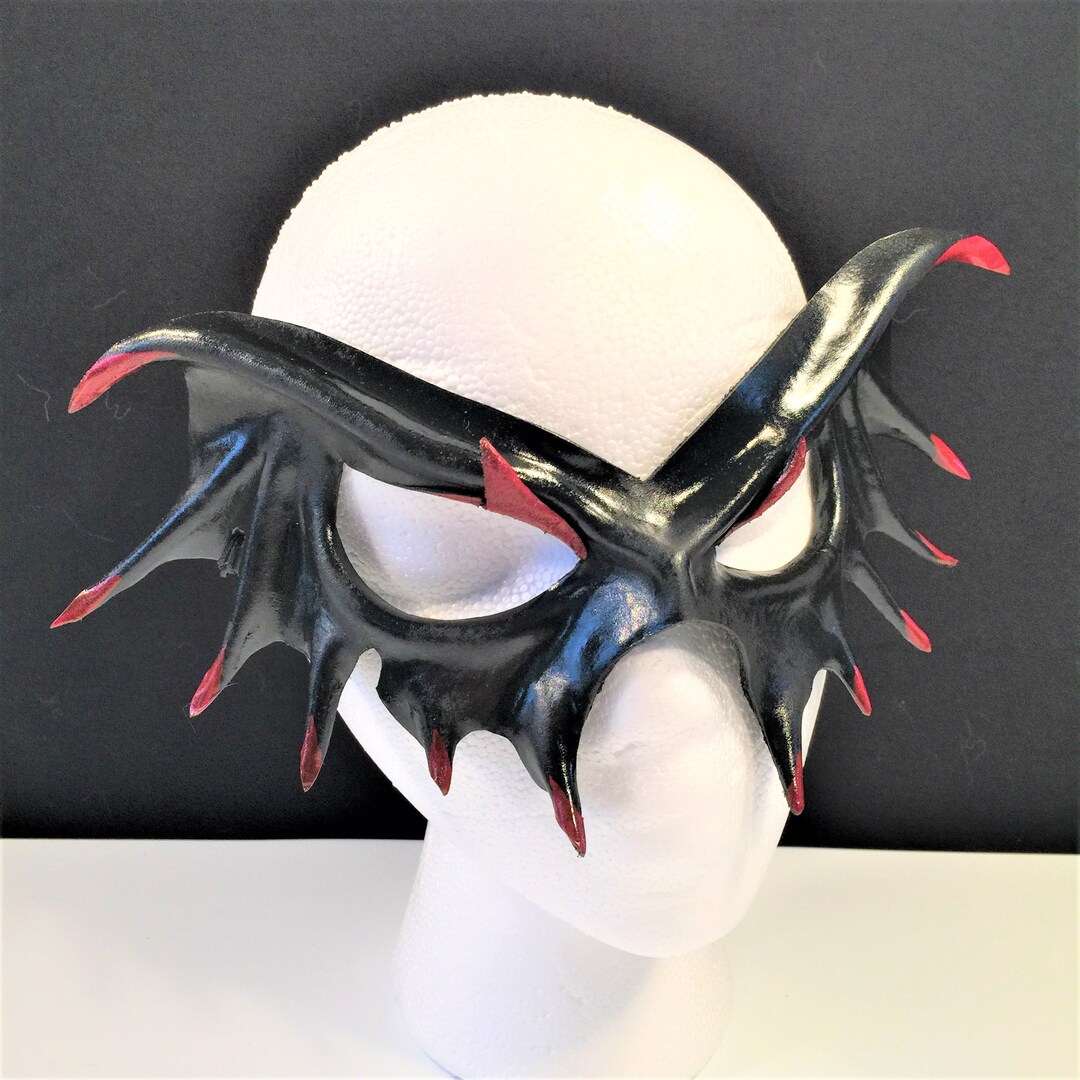 Bloody Black VAMPIRE Mask W Red, Scary Halloween Horror Mask, Leather ...