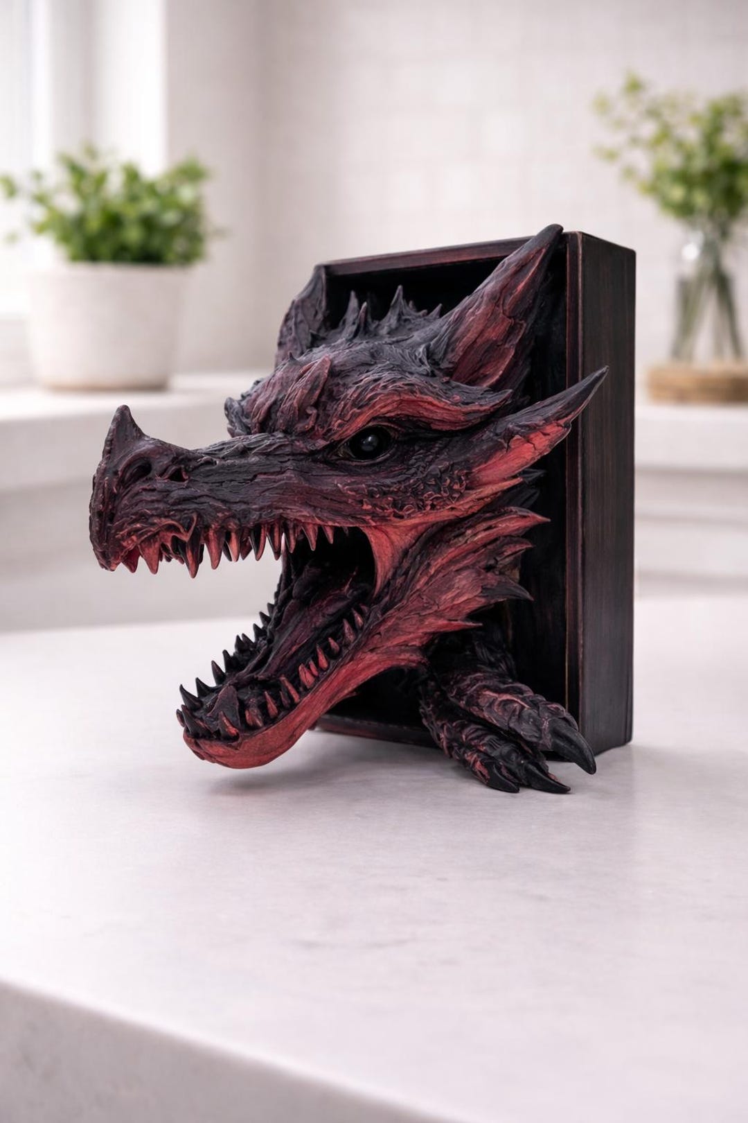 Red & Black Gradient Dragon Statue - Lunar New Year Figurine - Mythical ...
