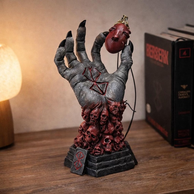 The Devil's Hand Skull Rune Statue - Gothic Resin Sculpture With Occult ...