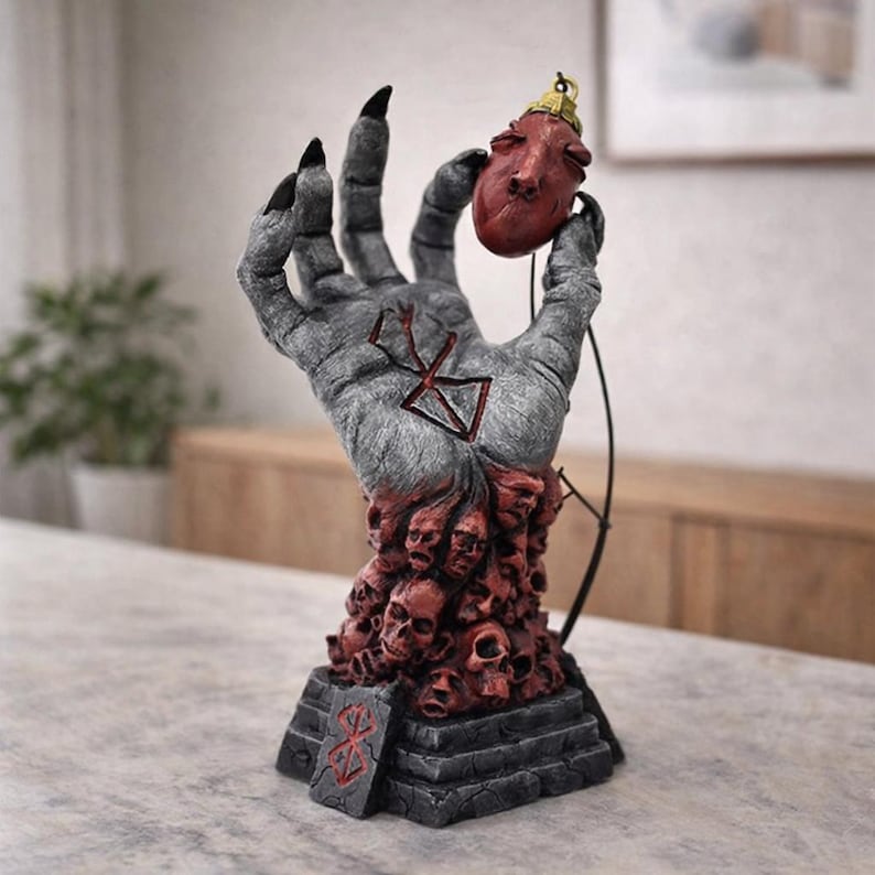 The Devil's Hand Skull Rune Statue - Gothic Resin Sculpture With Occult ...