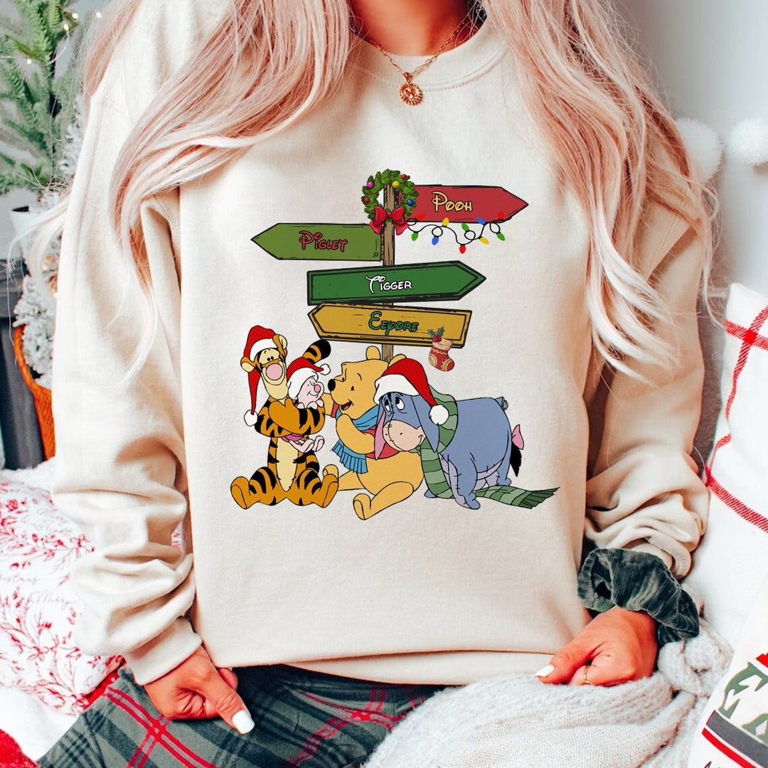 Christmas Winnie the Pooh and Friends PNG Christmas Signpost - Etsy