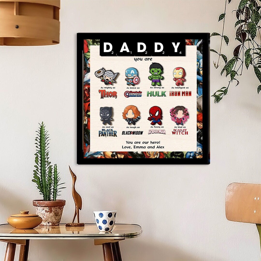 Personalized Super Dad Sign, Marvel Dad Wooden Frame, Fathers Day Gift ...