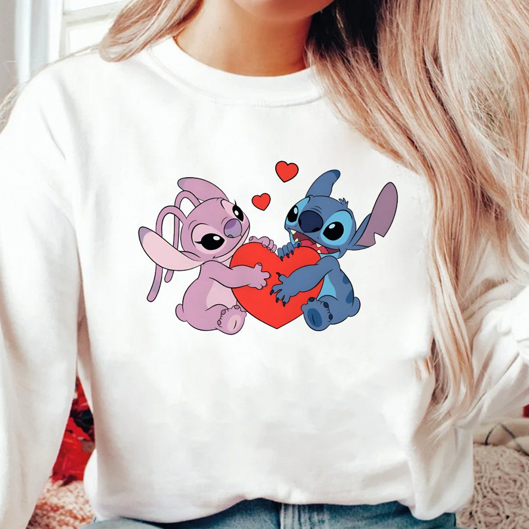 Stitch and Angel Couple Love PNG, Lilo and Stitch Png, Happy Valentine ...