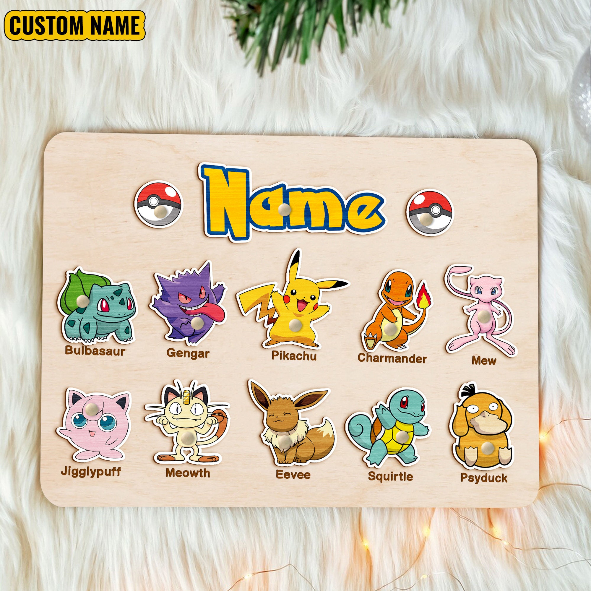 PKM Anime Busy Board, Pikachu Puzzle Piece, Personalized Name Puzzle ...