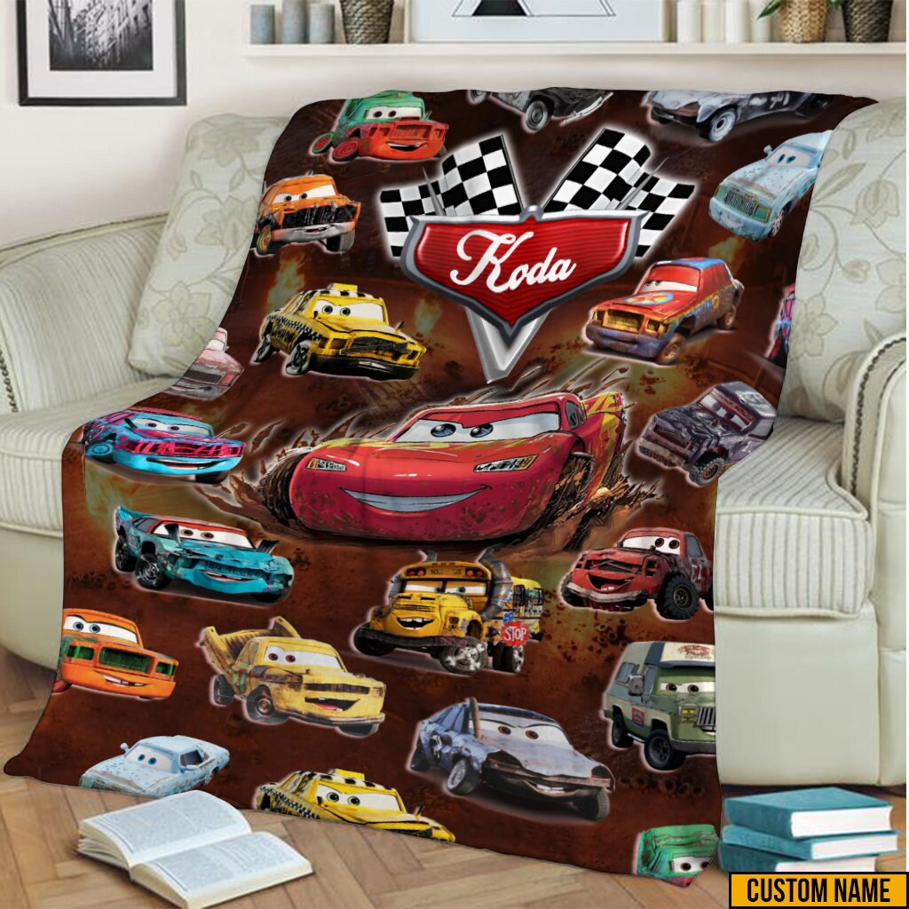 Personalized Name Disney Cars Blanket, Lightning Mcqueen Fleece Mink ...