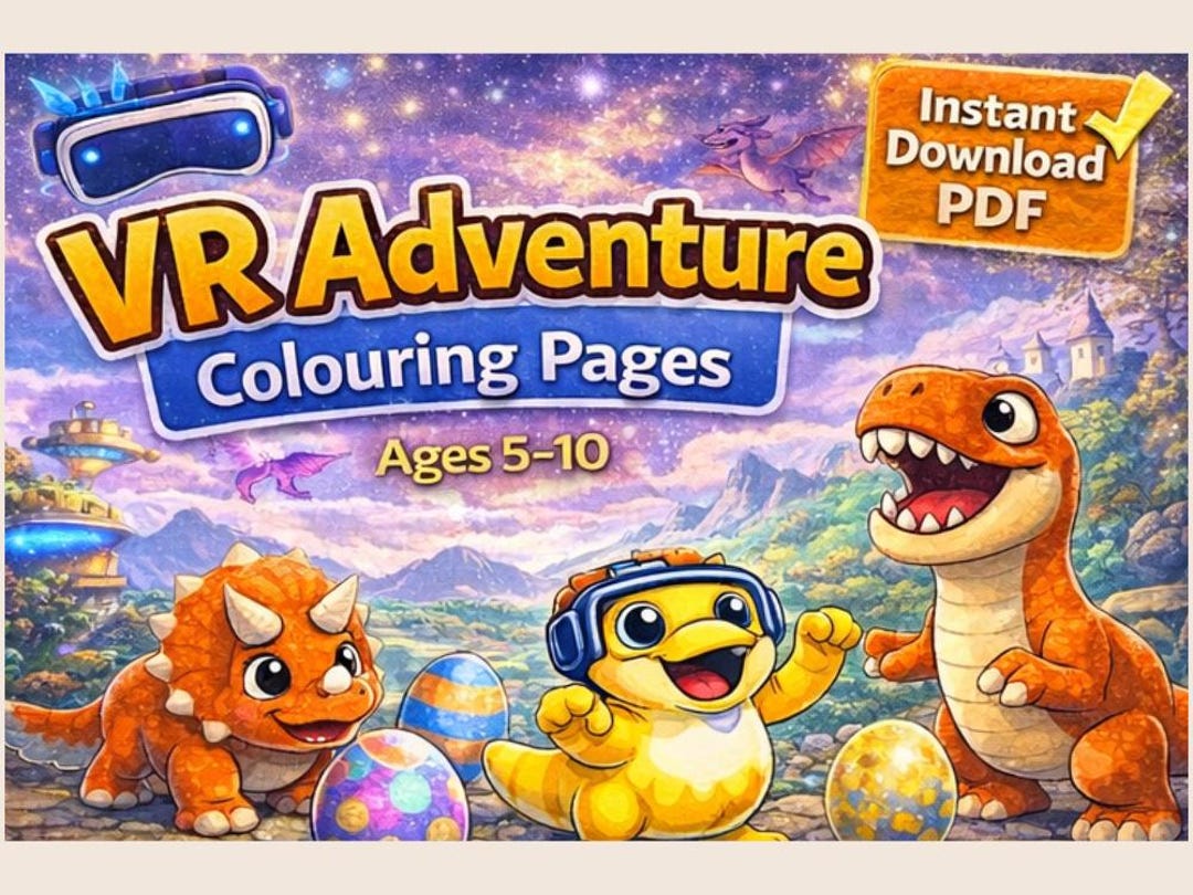 VR Dinosaur Colouring Book | Kids Adventure Activity Pages (ages 5-10 ...