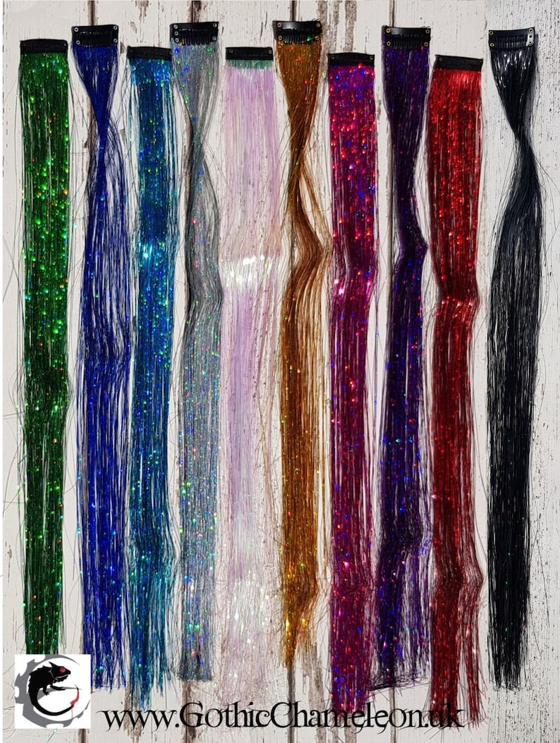Clip in 19 Inch Tinsel Hair Extension 9 Colors Ready to Ship - Etsy UK