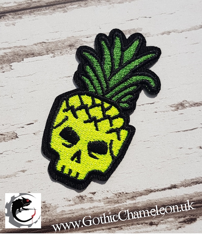 Pineapple Skull Embroidered Patch Applique Gothic Emo Punk - Etsy