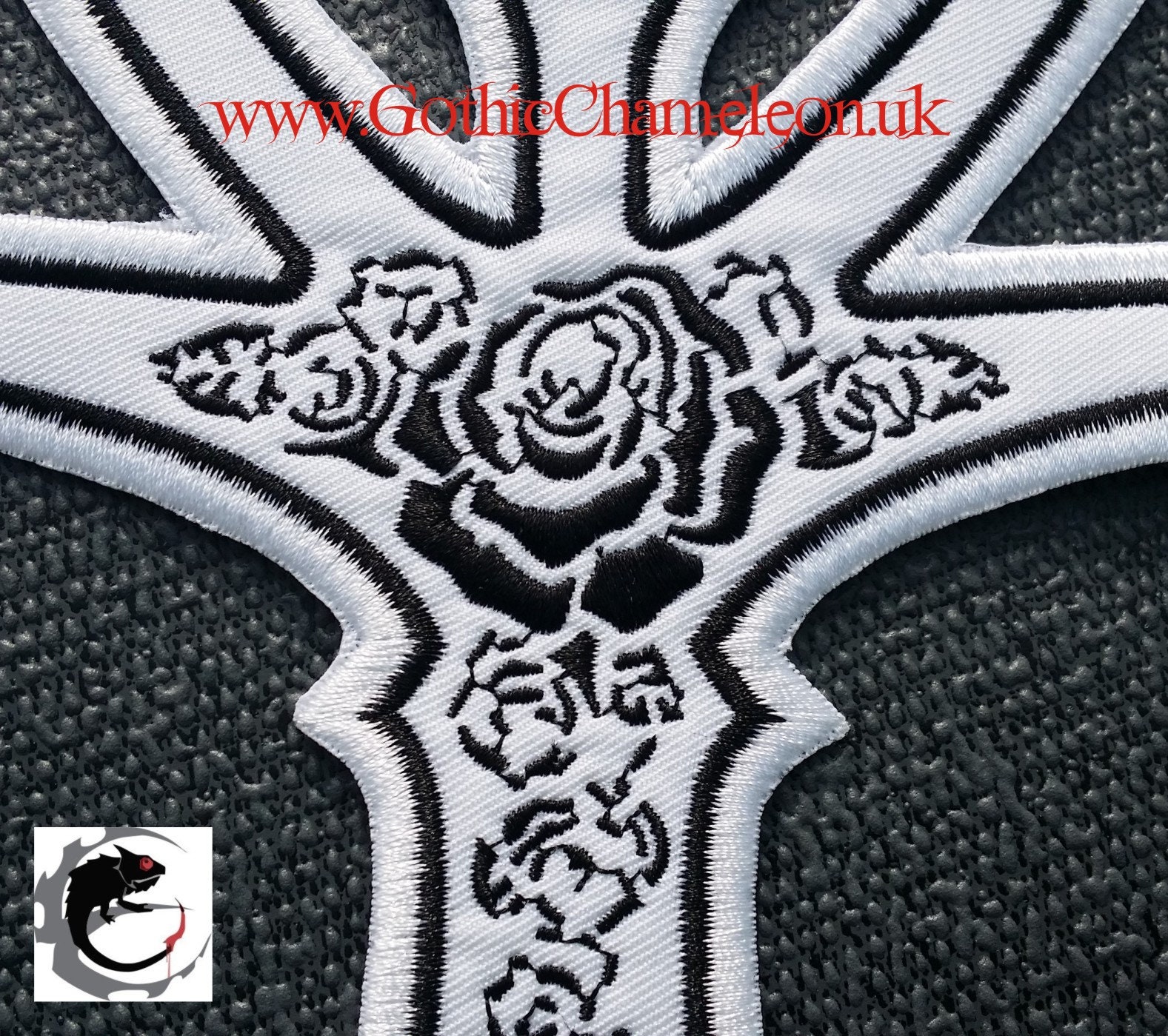 Very Large Black & White Ankh Embroidered Patch with Rose | Etsy