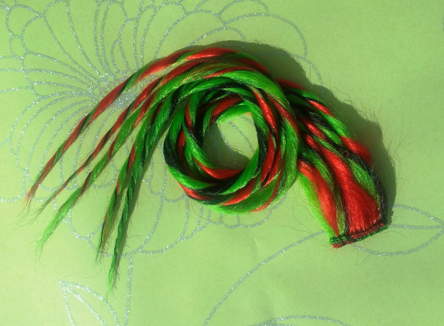 Green Red & Black Clip in Zombie Dread Hair Extension 21 | Etsy