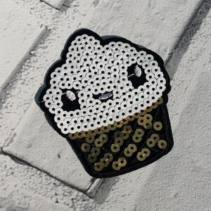 Cute & Creepy Cupcake Sequin Embroidered Patch Applique Very Gothic Emo ...