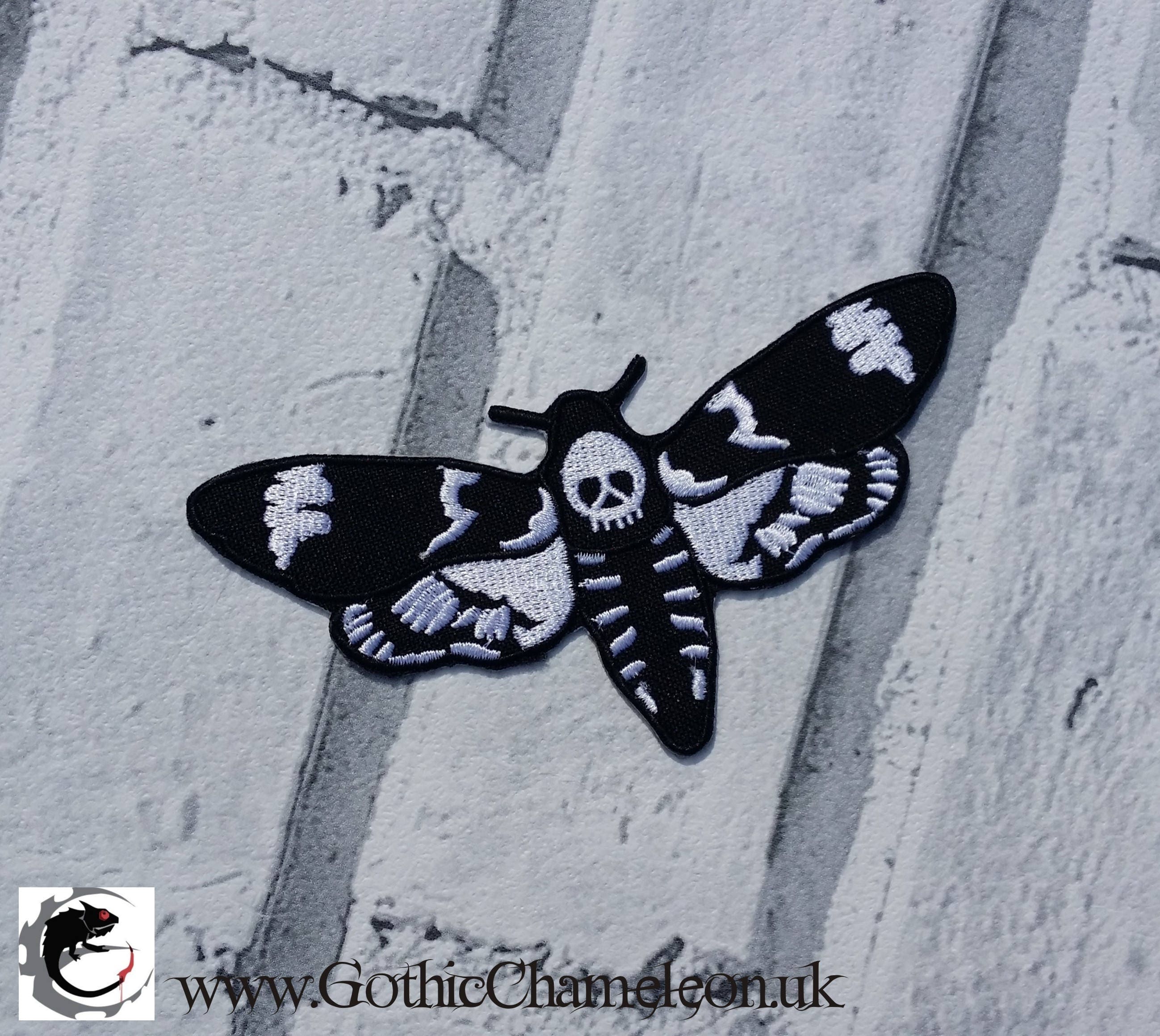 Deaths Head Moth Embroidered Patch Applique Gothic Emo Punk - Etsy UK