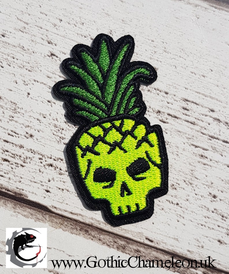 Pineapple Skull Embroidered Patch Applique Gothic Emo Punk - Etsy Australia