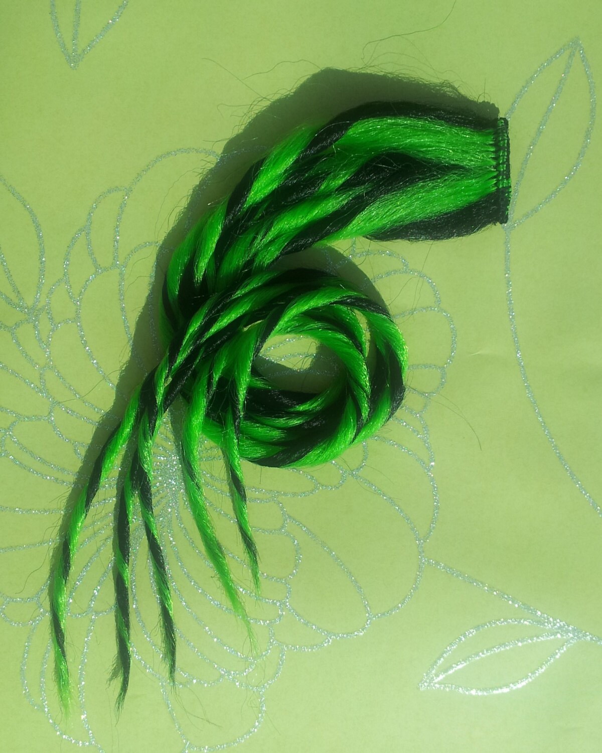 Green Black Clip in Zombie Dread Hair Extension 21 inches Long | Etsy