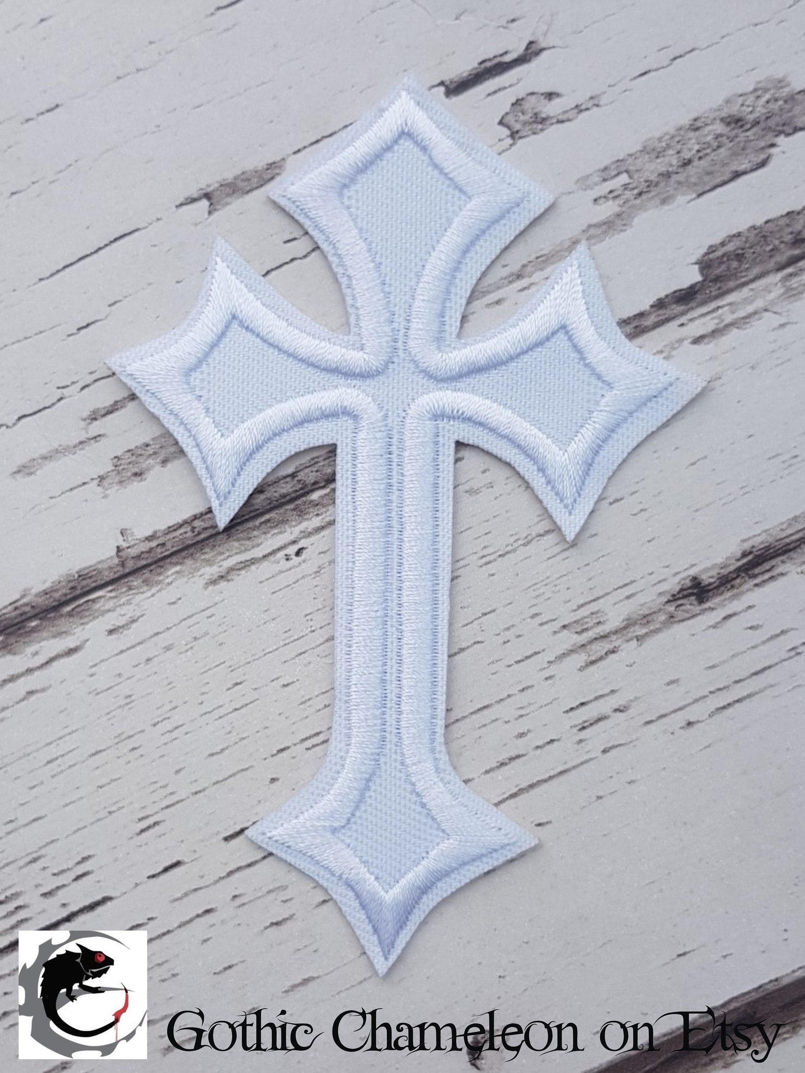 Black White or Red Crucifix Cross Embroidered Patch Applique - Etsy
