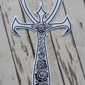 Very Large Black & White Ankh Transfer Patch With Rose Pattern - Etsy