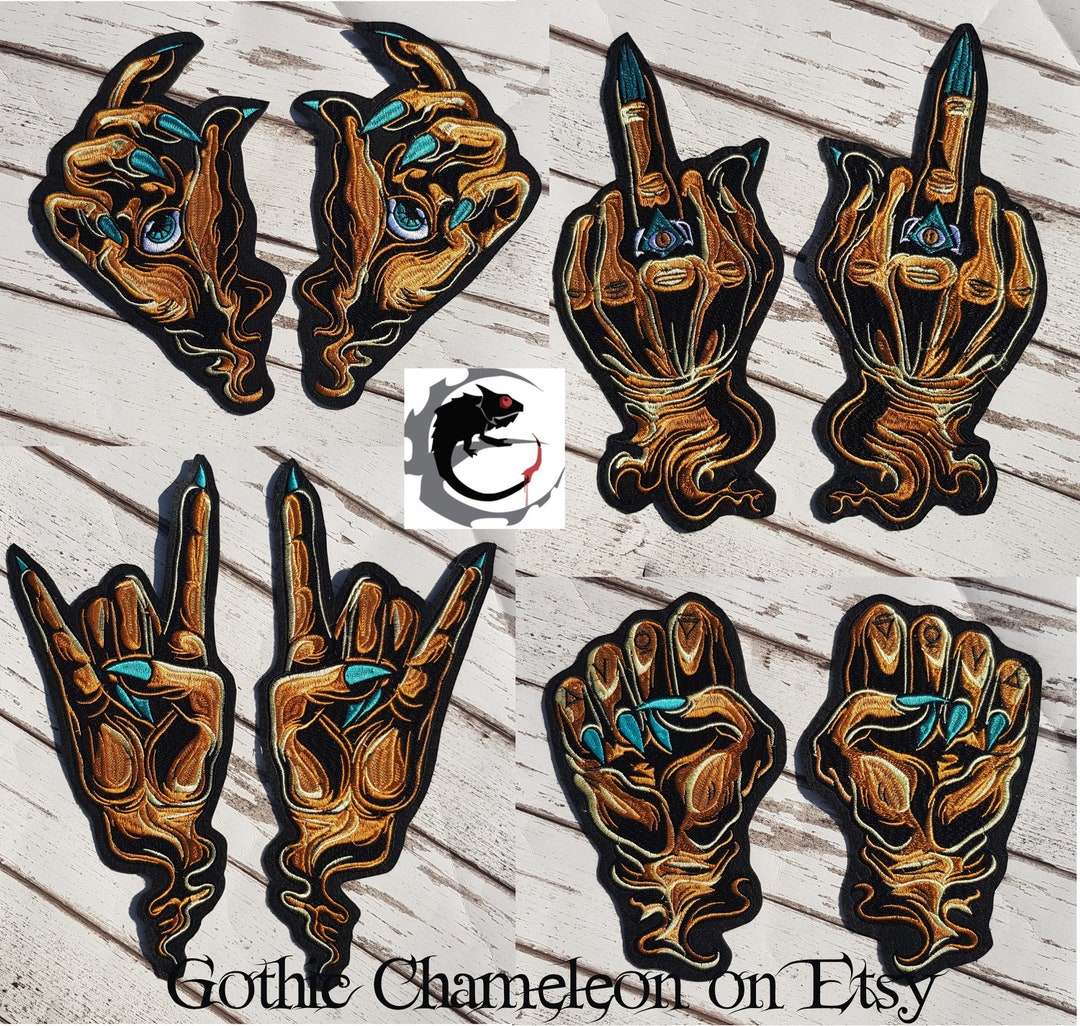 Large Hands Embroidered Patch Applique Very Gothic Emo Punk - Etsy