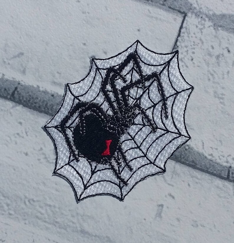 Stunning Black Widow Spider Embroidered Patch Applique Very Gothic Emo ...