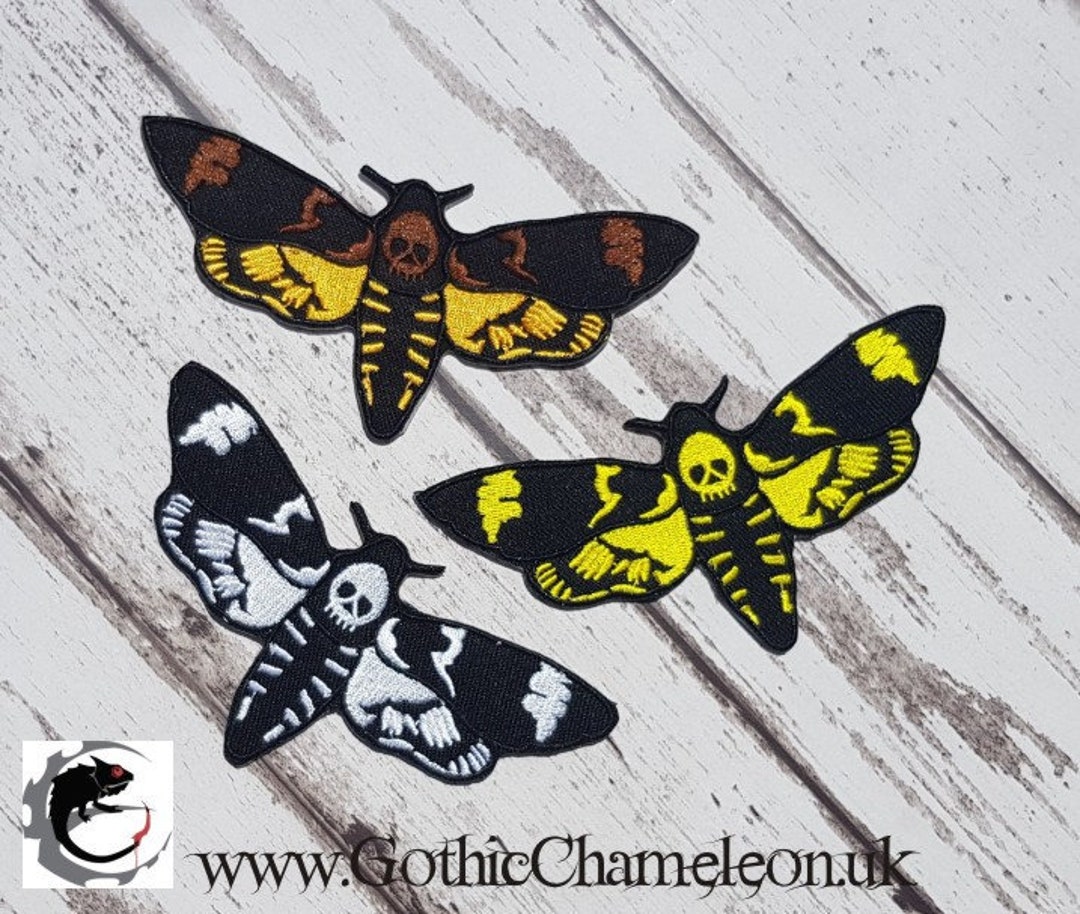 Deaths Head Moth Embroidered Patch Applique Gothic Emo Punk - Etsy