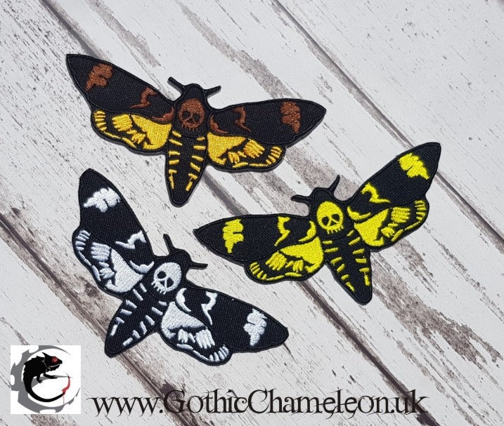 Deaths Head Moth Embroidered Patch Applique Gothic Emo Punk - Etsy UK