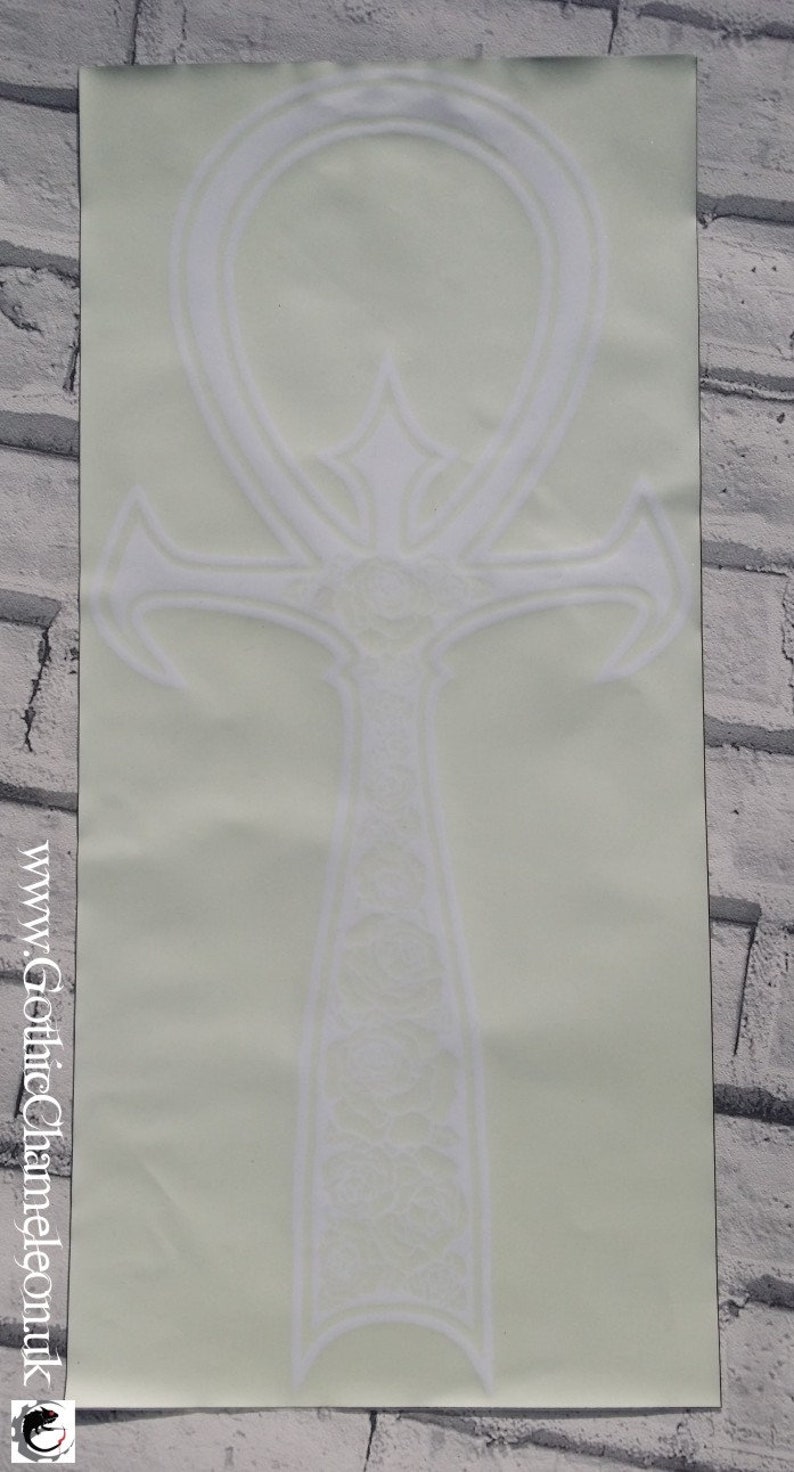 Very Large Black & White Ankh Transfer Patch With Rose Pattern - Etsy