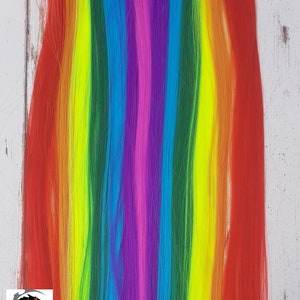 Rainbow Colours Clip in 8 Inch Wide Hair Extension up to 24 Inches Long ...