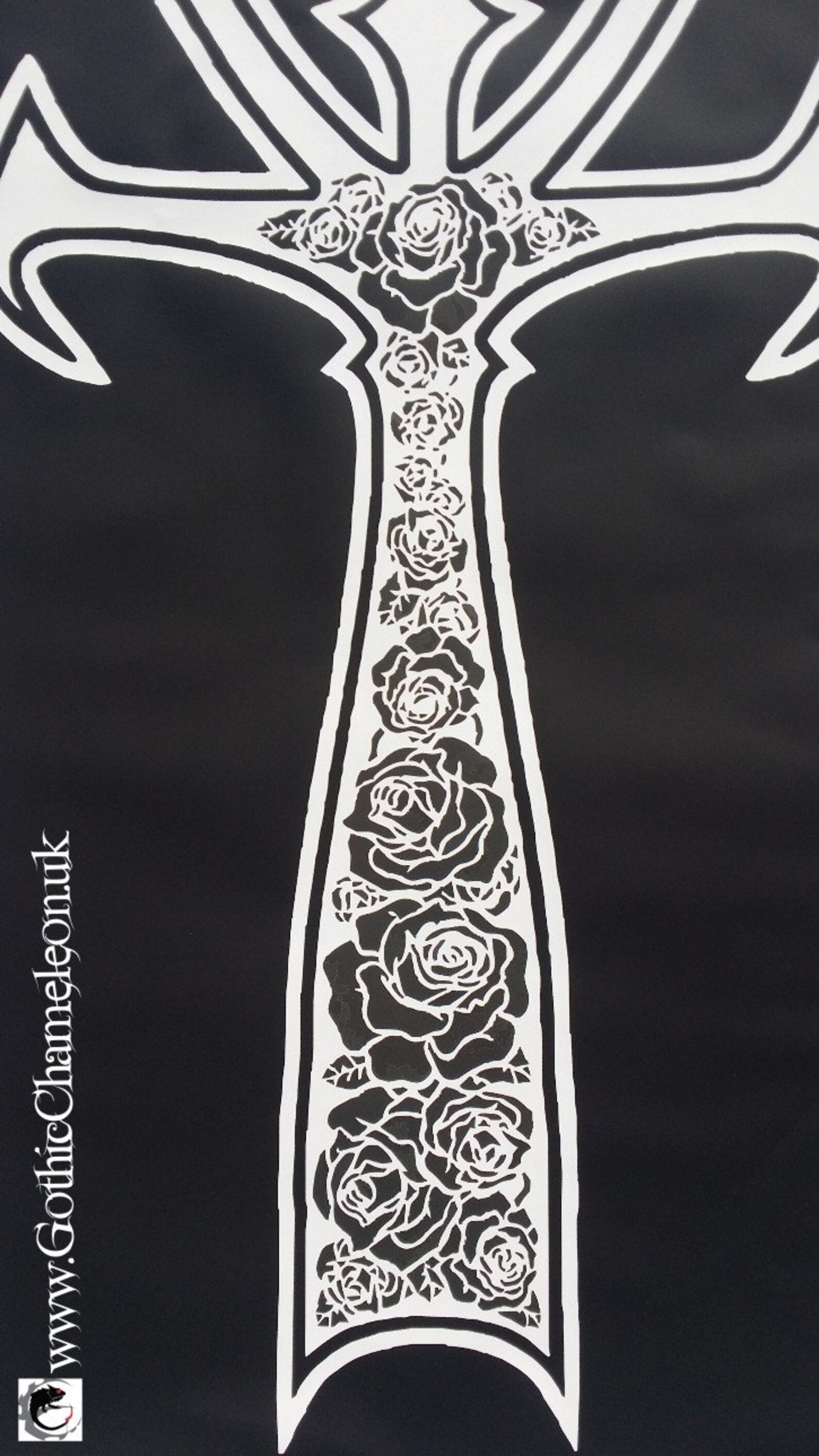 Very Large Black & White Ankh Transfer Patch With Rose Pattern - Etsy