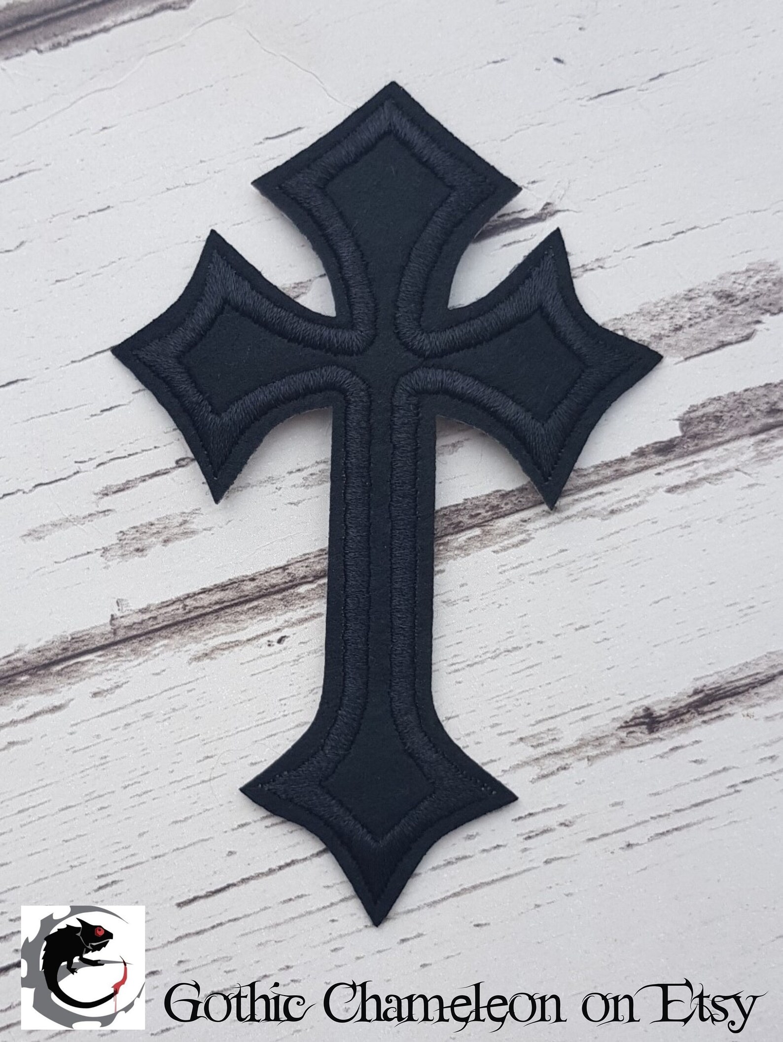 Black White or Red Crucifix Cross Embroidered Patch Applique | Etsy