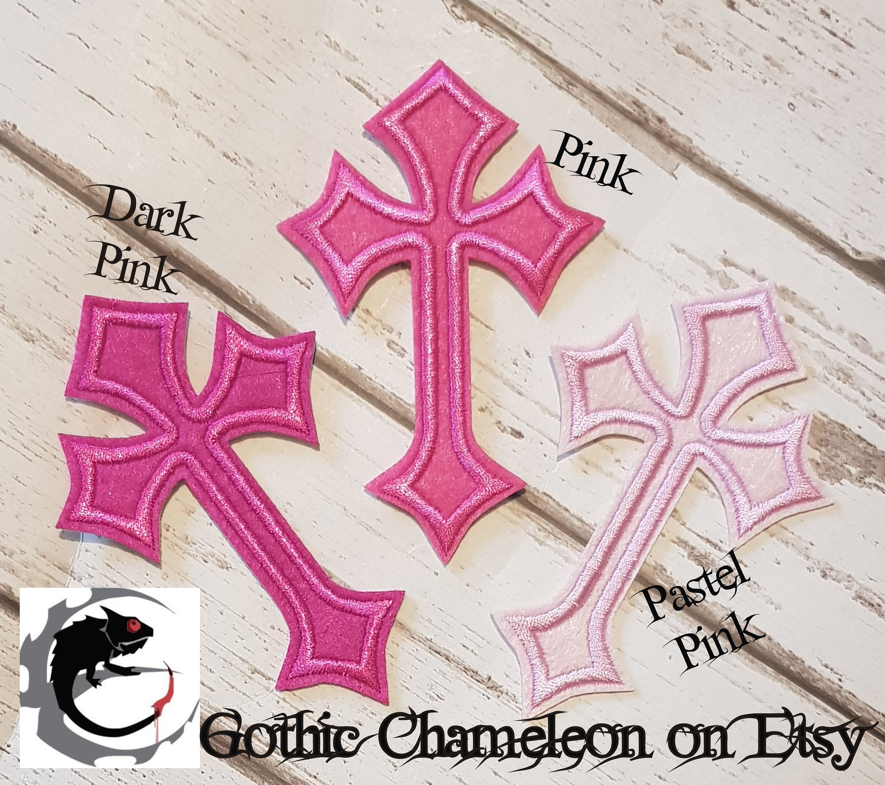 Blue Pink or Purple Crucifix Cross Embroidered Patch Applique Very ...