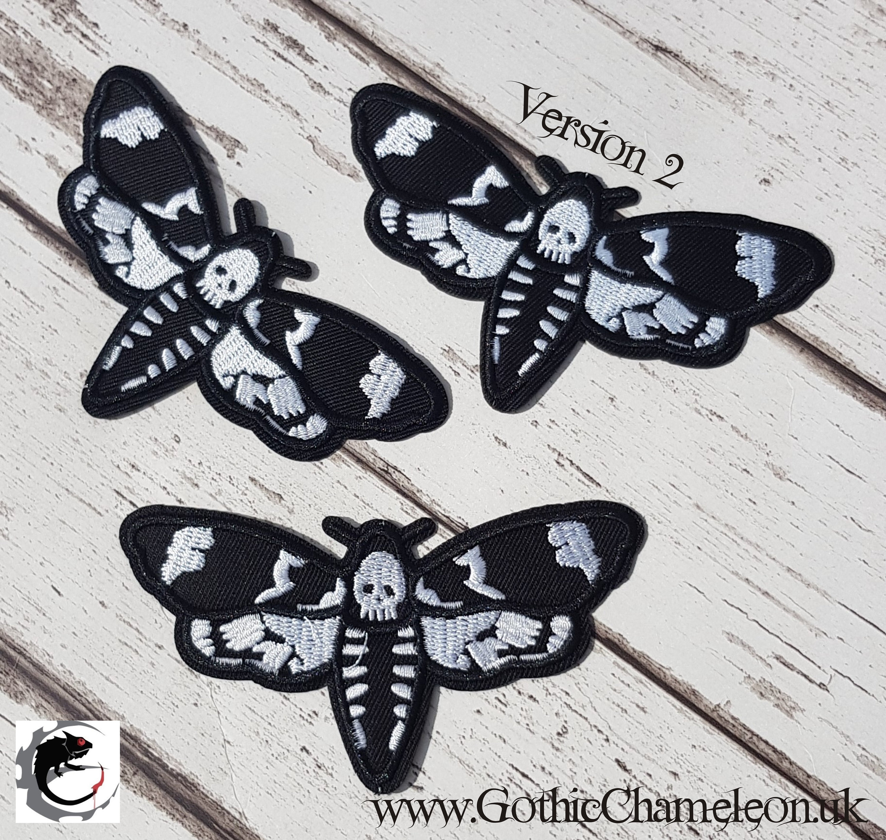 Deaths Head Moth Embroidered Patch Applique Gothic Emo Punk - Etsy UK