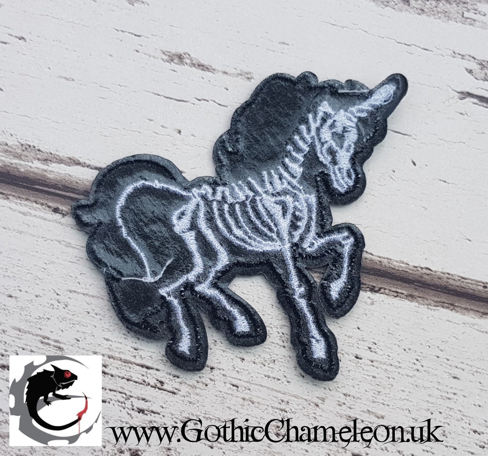 Unicorn Skeleton Embroidered Patch Applique Gothic Emo Punk - Etsy UK