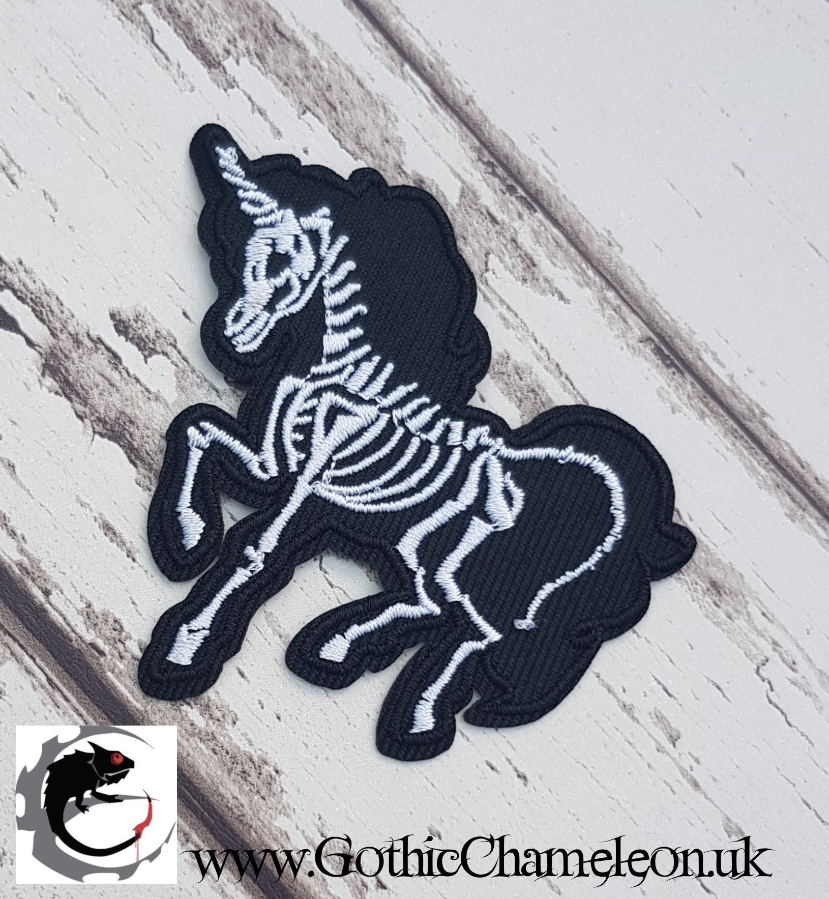 Unicorn Skeleton Embroidered Patch Applique Gothic Emo Punk - Etsy UK