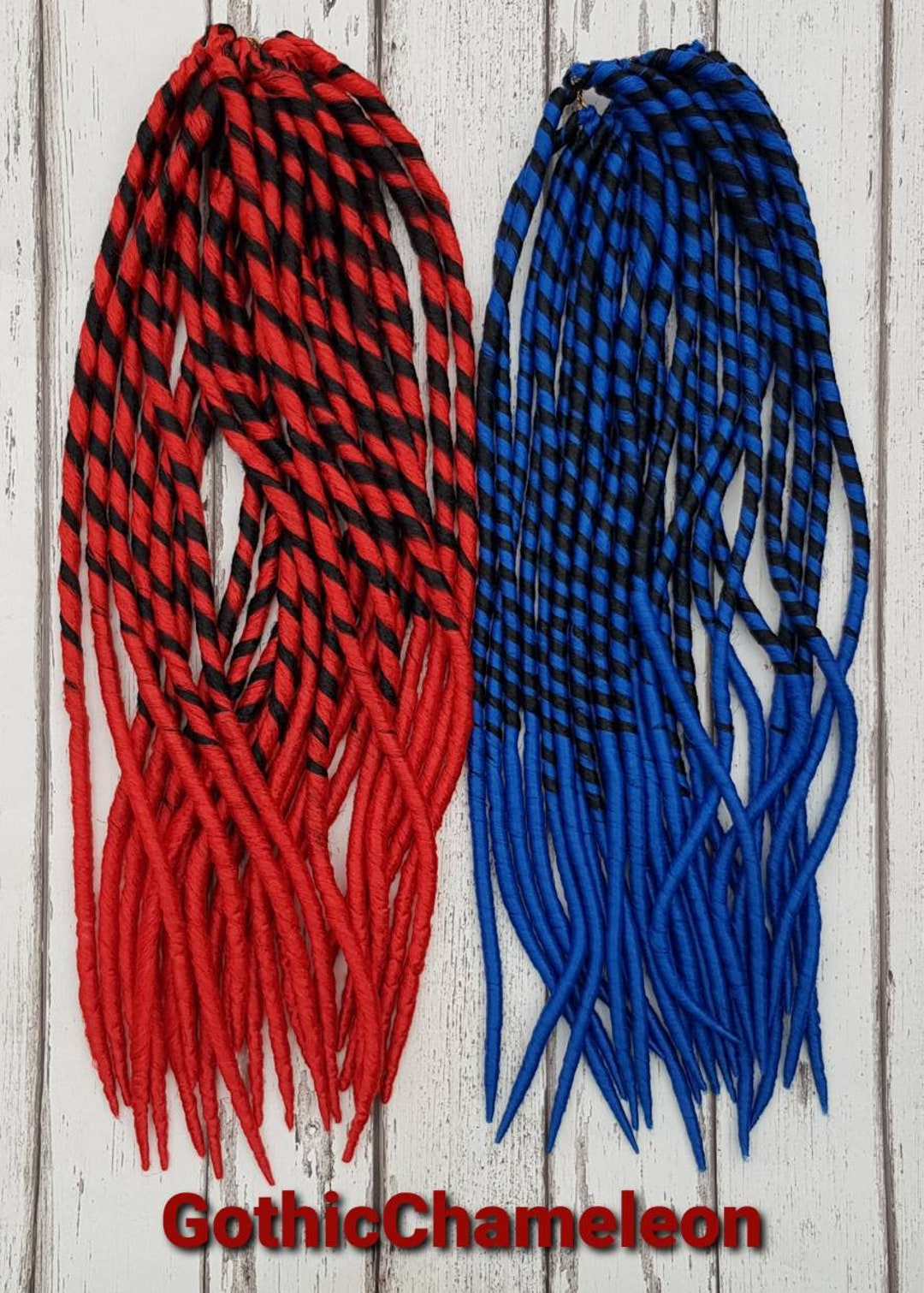 18 Inch Single Ended Transitional Dreads Pack of 24 Black Blue Red ...