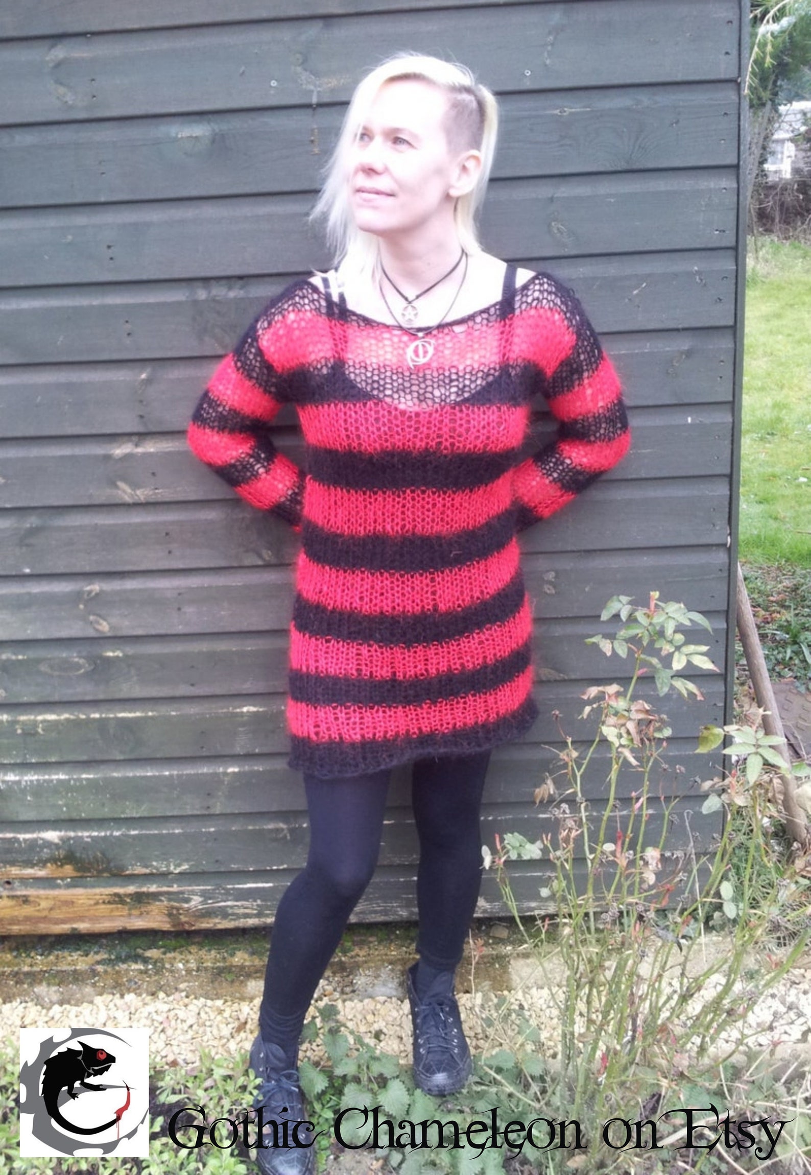Hand Knitted Made to Order Lacy Openwork Mohair Sweater Dress Red ...