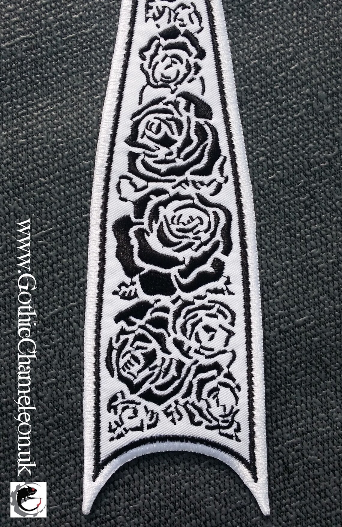 Very Large Black & White Ankh Embroidered Patch with Rose | Etsy
