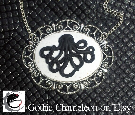 Handmade Cthulhu Octopus Pendant on a Silver Plated Chain - Etsy UK