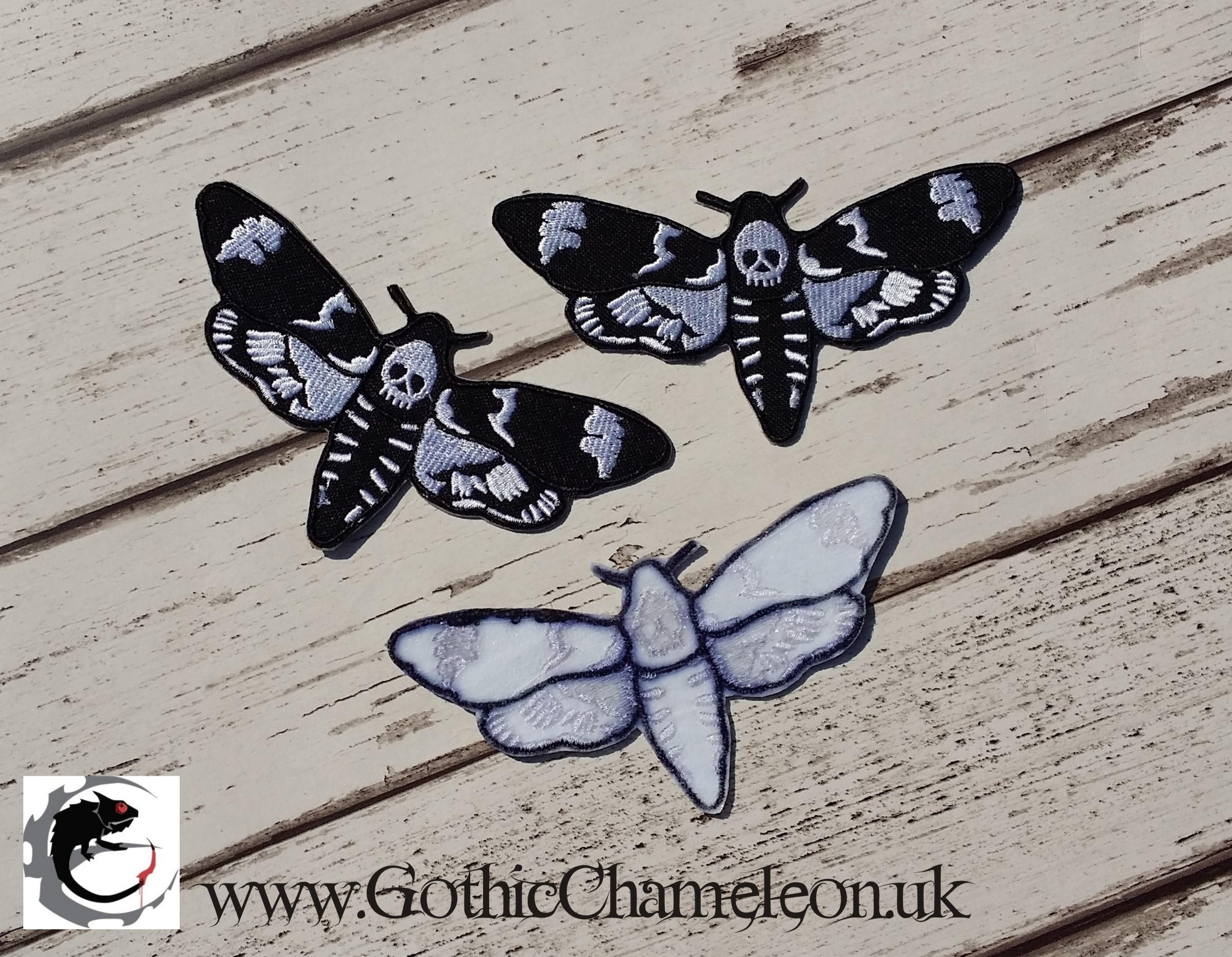 Deaths Head Moth Embroidered Patch Applique Gothic Emo Punk - Etsy UK