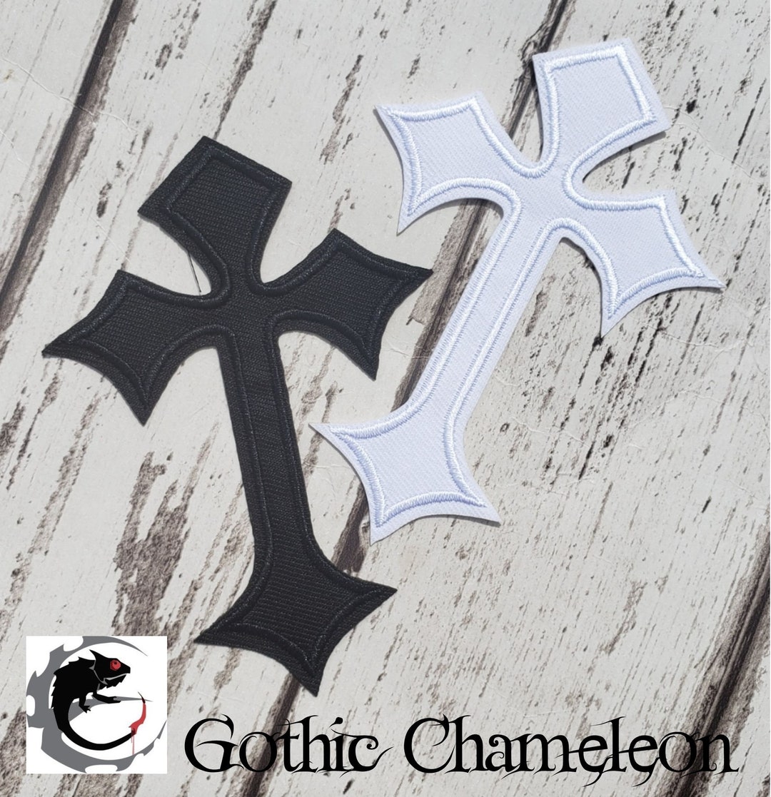 Black on Black Crucifix Cross Embroidered Patch Applique Very Gothic ...
