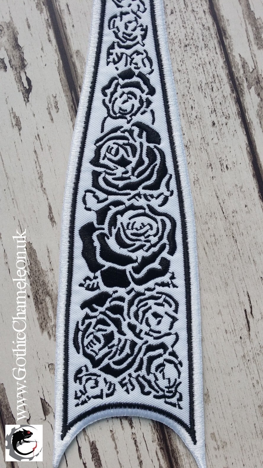 Very Large Black & White Ankh Embroidered Patch with Rose | Etsy