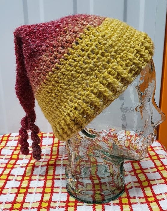 Crochet Stocking Cap in Variegated Red and Yellow Yarn 146 - Etsy