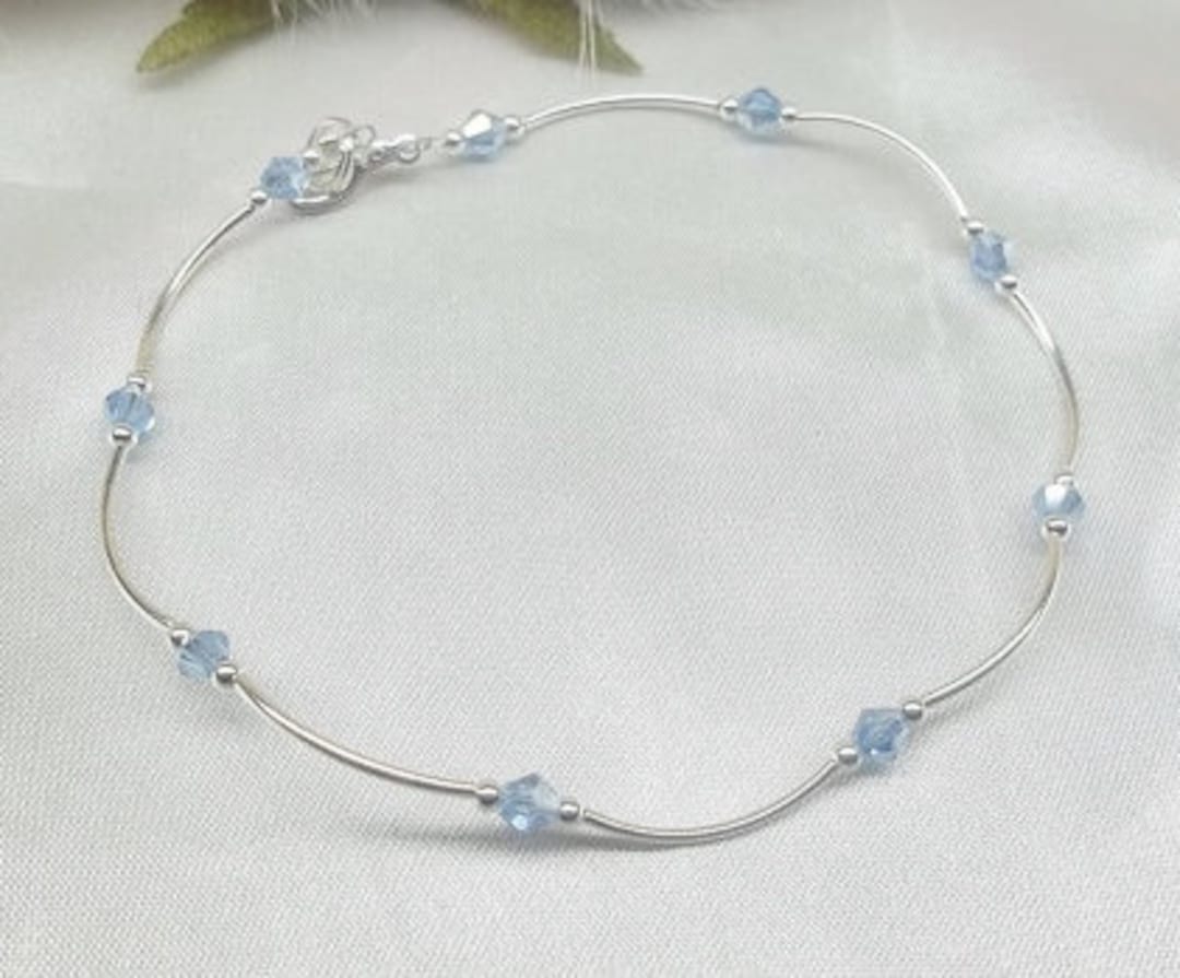 Something Blue Anklet Crystal Anklet Light Sapphire Anklet Light ...