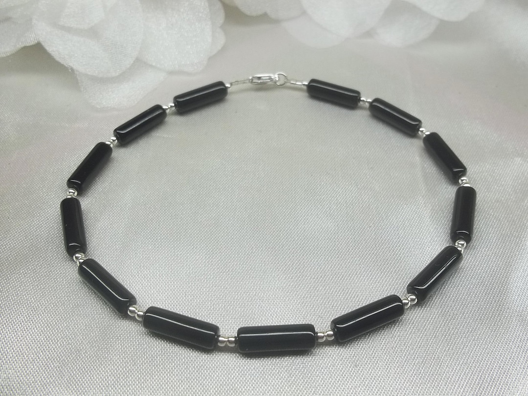 Black Onyx Anklet Black Anklet Black Ankle Bracelet Black Onyx Ankle ...