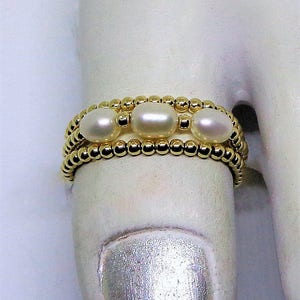 14k White Gold Toe Ring White Pearl Toe Ring Stackable Toe Ring ...