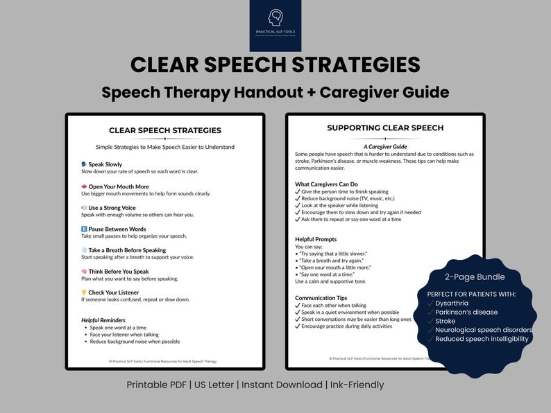 Clear Speech Strategies Handout | Caregiver Guide for Dysarthria ...